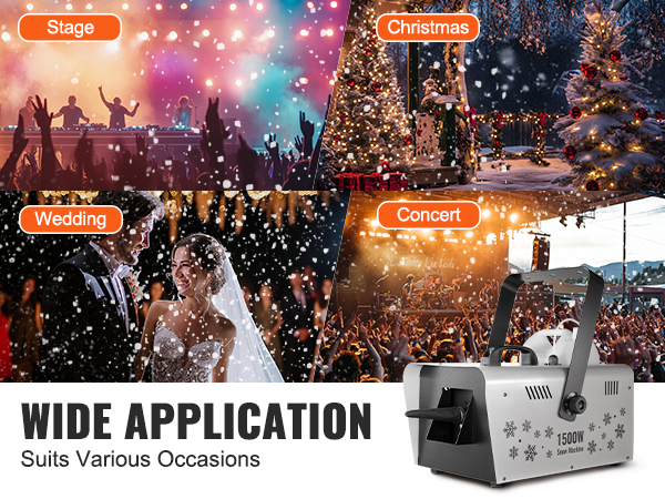 VEVOR Snow Machine 1500W Wireless Remote Handheld Hanging Snow Making ...