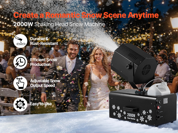 VEVOR Snow Machine 2000W Wireless Remote Swing Snow Making Machine for ...