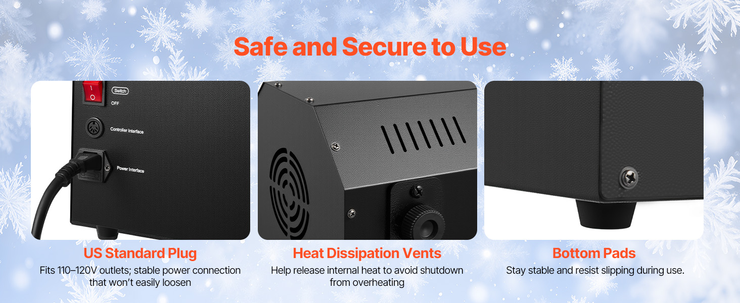 VEVOR Snow Machine 2000W Wireless Remote Swing Snow Making Machine for ...