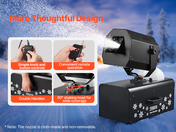 VEVOR Snow Machine 2000W Wireless Remote Swing Snow Making Machine for ...
