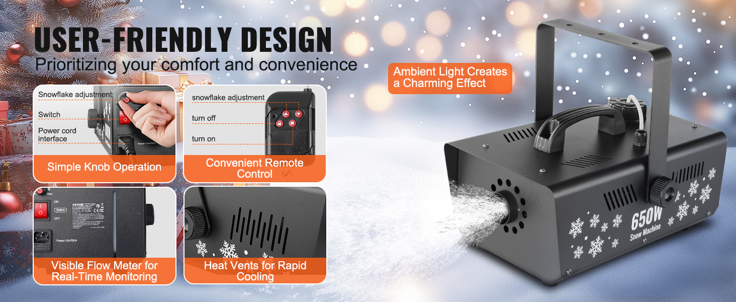 VEVOR Snow Machine 650W Handheld Hanging Snow Making Machine for ...