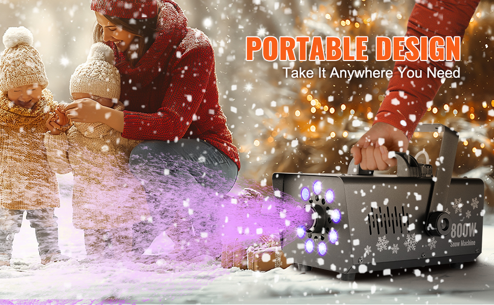 VEVOR Snow Machine 800W Handheld Hanging Snow Maker with LED Light for ...