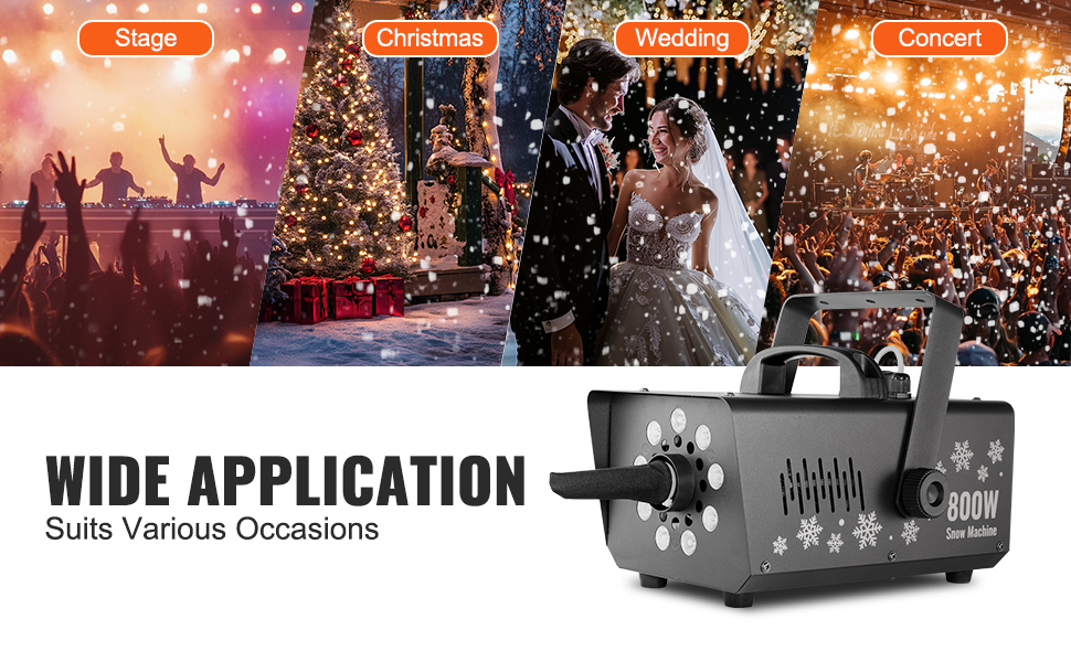 VEVOR Snow Machine 800W Handheld Hanging Snow Maker with LED Light for ...