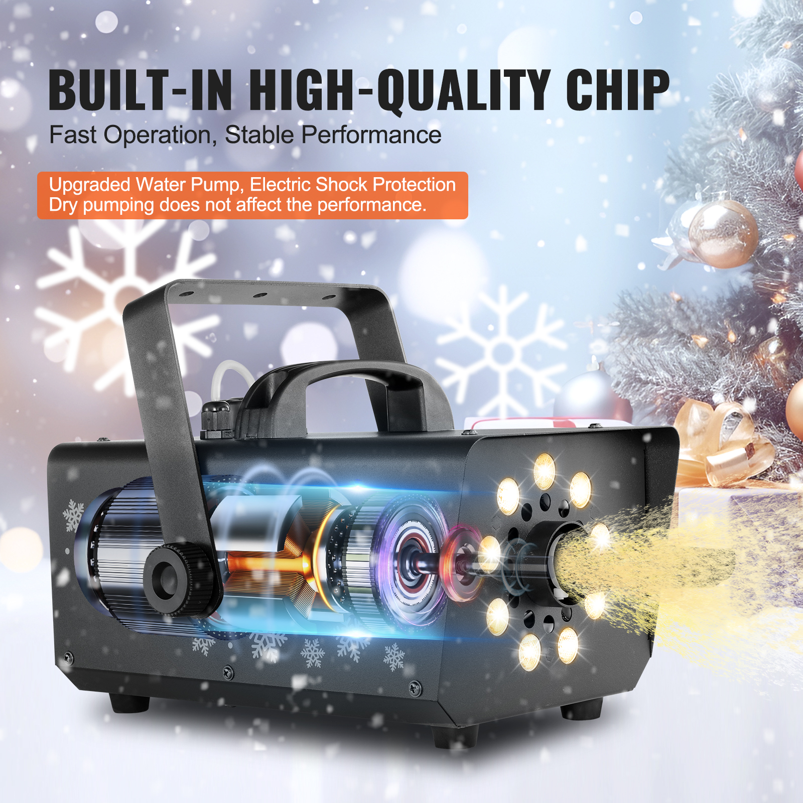 VEVOR Snow Machine 650/800/1200/1500/2000W Remote Snow Making Machine ...