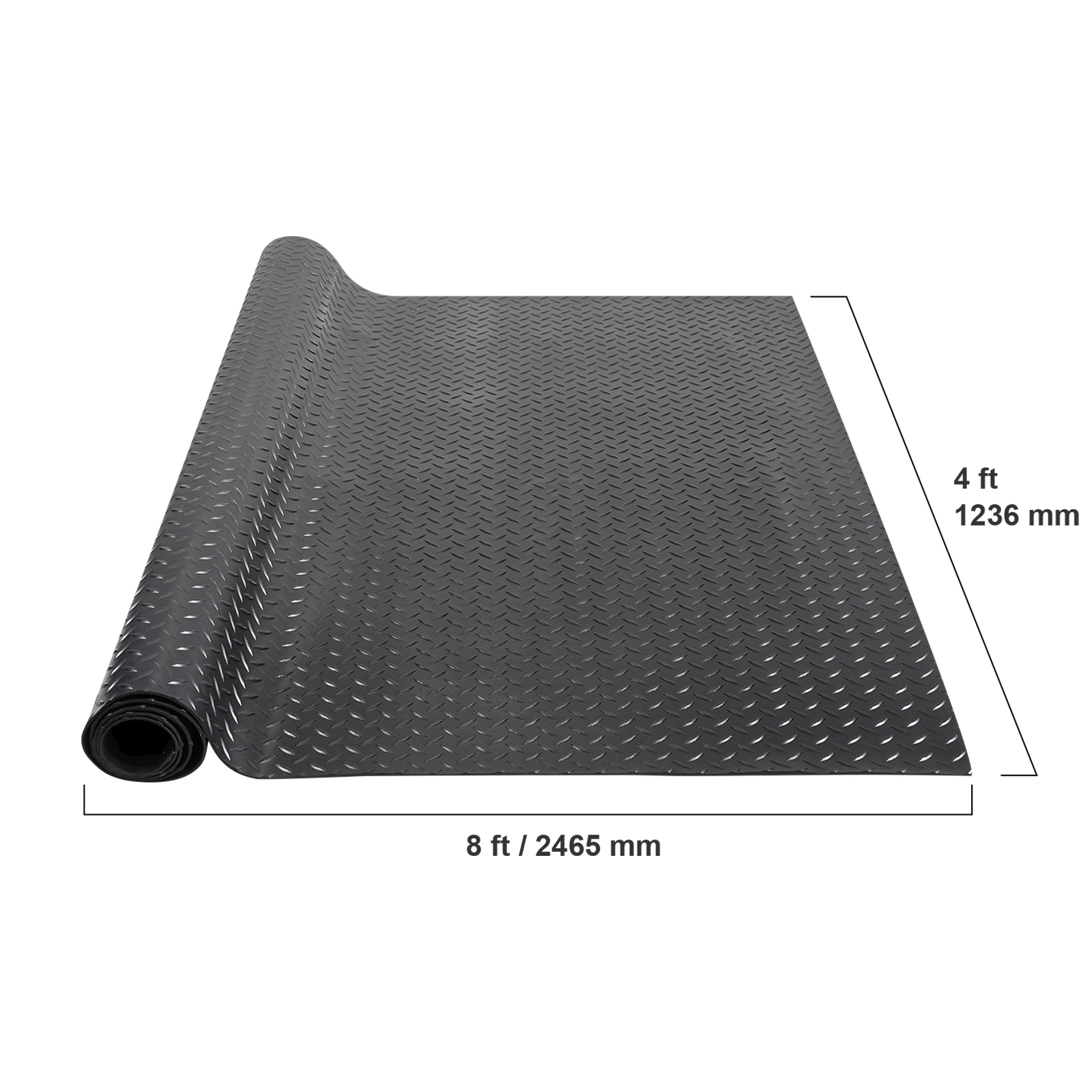 VEVOR Diamond-Plate Rubber Flooring Roll, 3 mm x 4 ft x 8 ft Garage ...