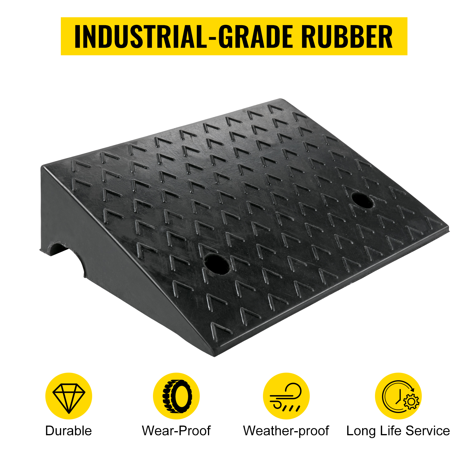 VEVOR Rubber Curb Ramp, 4.3" Rise Height 2 Pack, Heavy-Duty 6800 lbs/3 ...