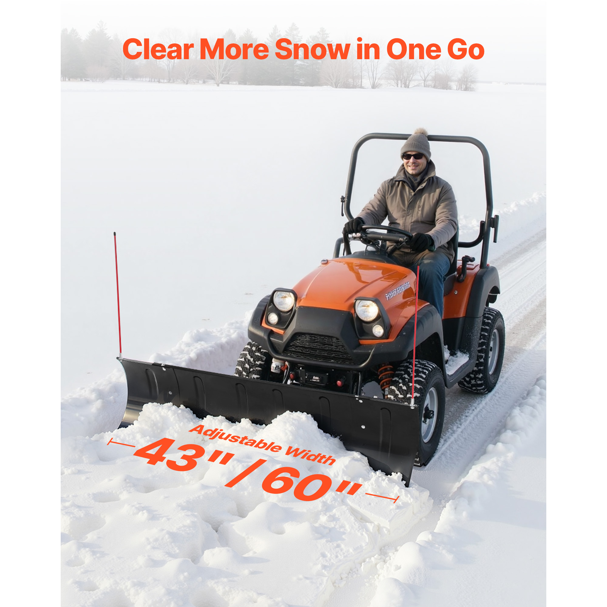 Mophorn Adjustable Snow Plow Blade, 43 in/72 in Width, Detachable ...