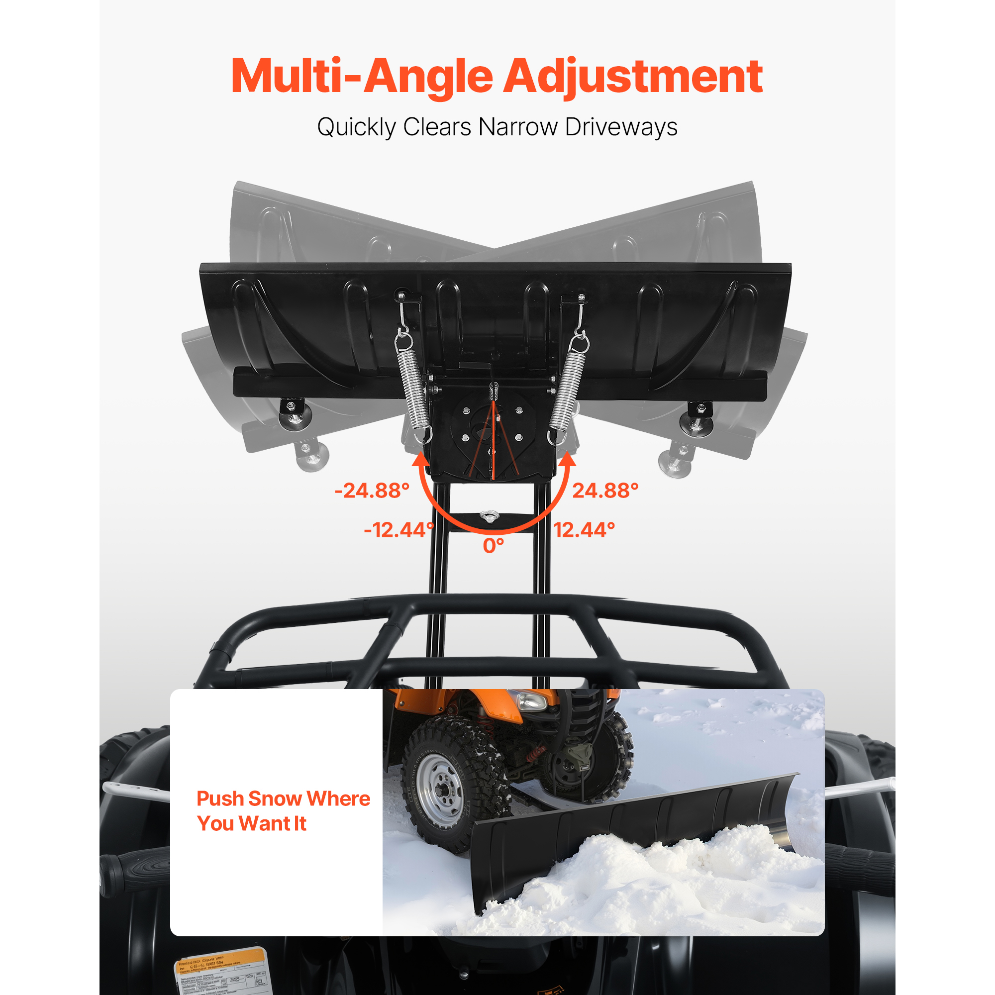 Mophorn 48-inch Universal Snow Plow Kit, Adjustable Height and Angle ...