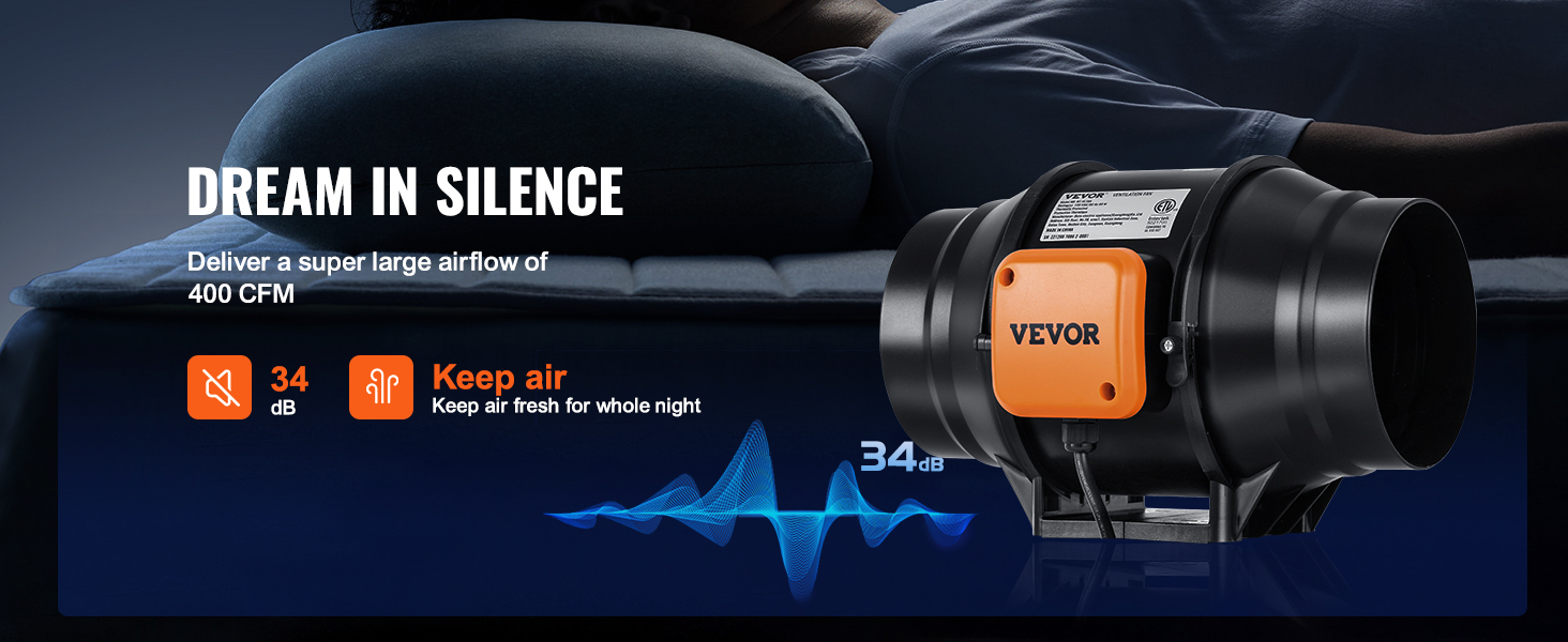 VEVOR 6 Inch Inline Duct Fan HVAC Exhaust Blower Kit AC Variable Speed ...
