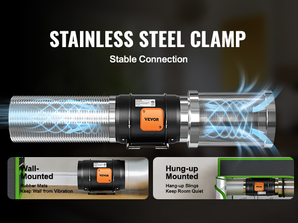 VEVOR 8 Inch Inline Duct Fan HVAC Exhaust Blower Kit AC Variable Speed Control | VEVOR US