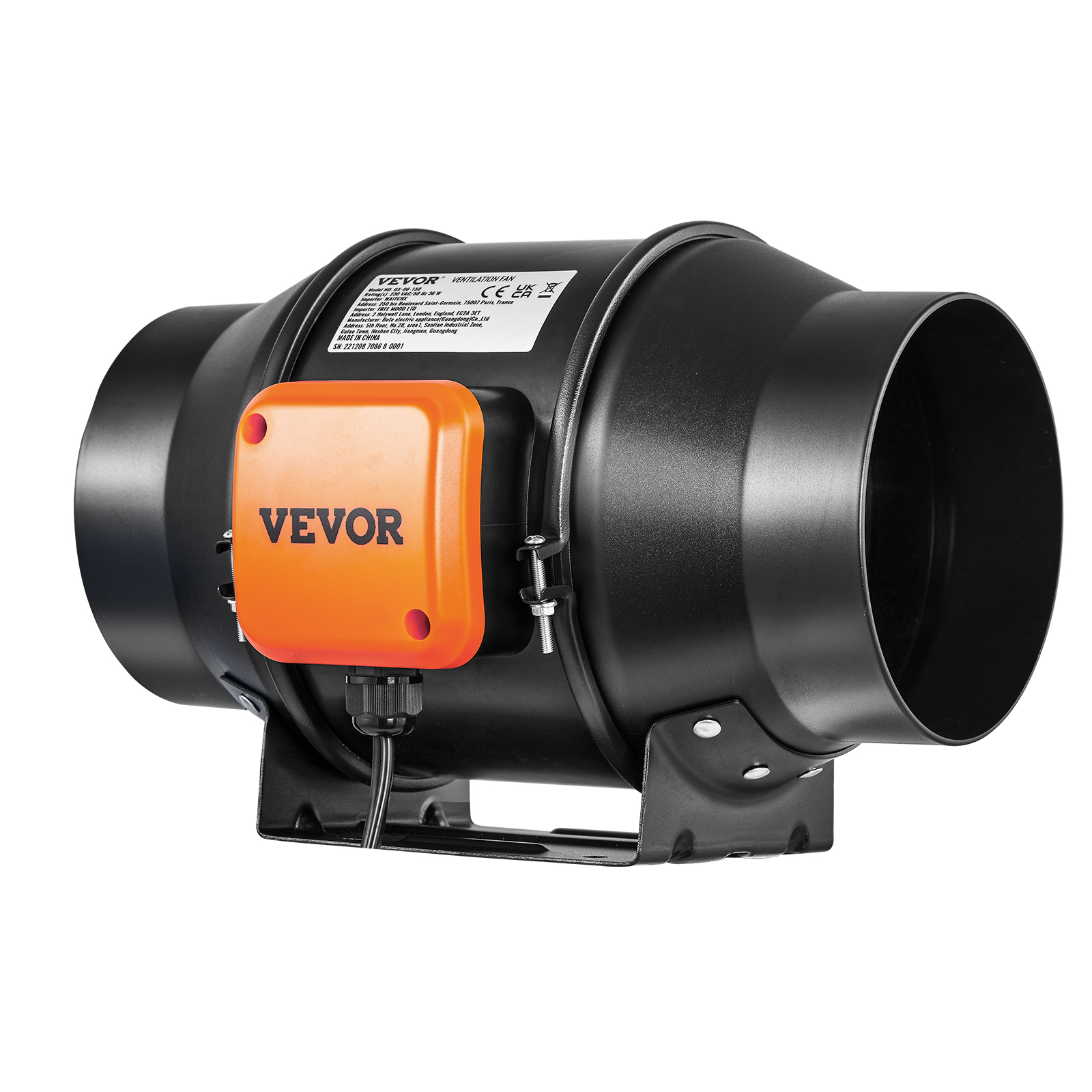 Uimoso 4/6/8 Inch Inline Duct Fan HVAC Exhaust Blower Kit EC/AC ...