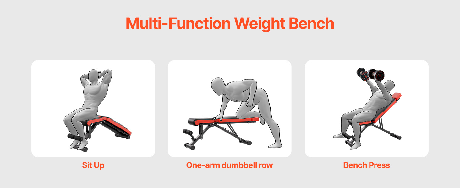 VEVOR Weight Bench, 660lbs Adjustable Weight Bench Press for Full Body ...