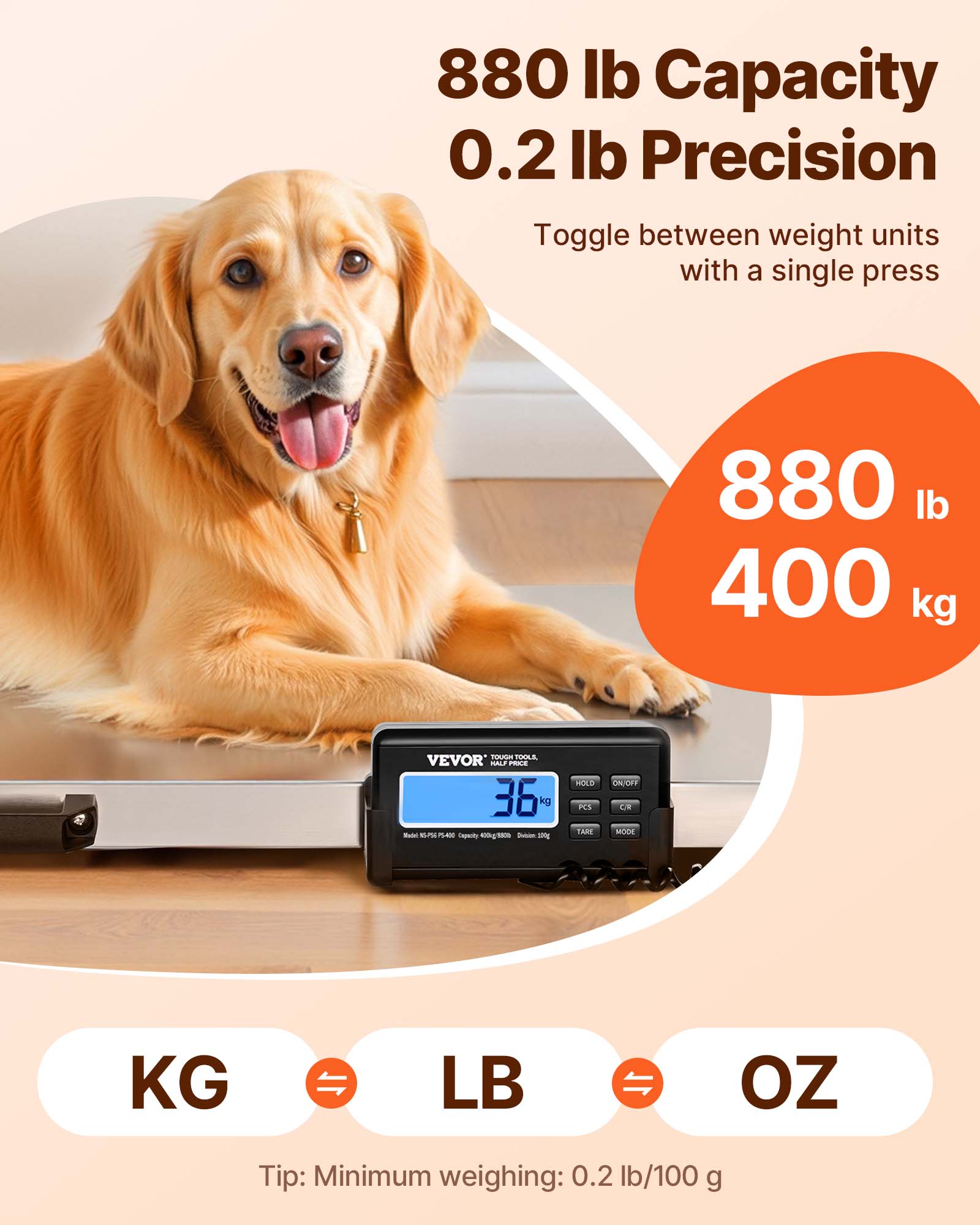 440lb-1100lb Digital Livestock Vet Scale Large Pet Dog Shipping Scale ...