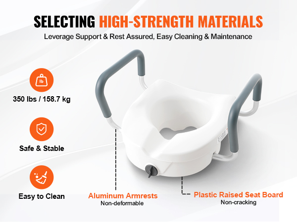 VEVOR Raised Toilet Seat, 5" Height Raised, 350 lbs Weight Capacity ...