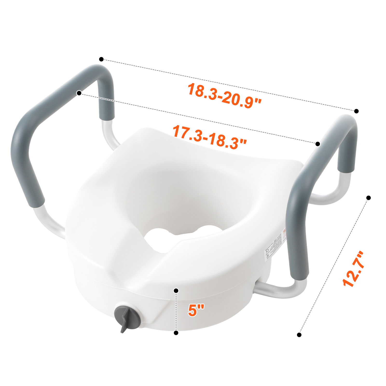 VEVOR Raised Toilet Seat, 5" Height Raised, 350 lbs Weight Capacity ...