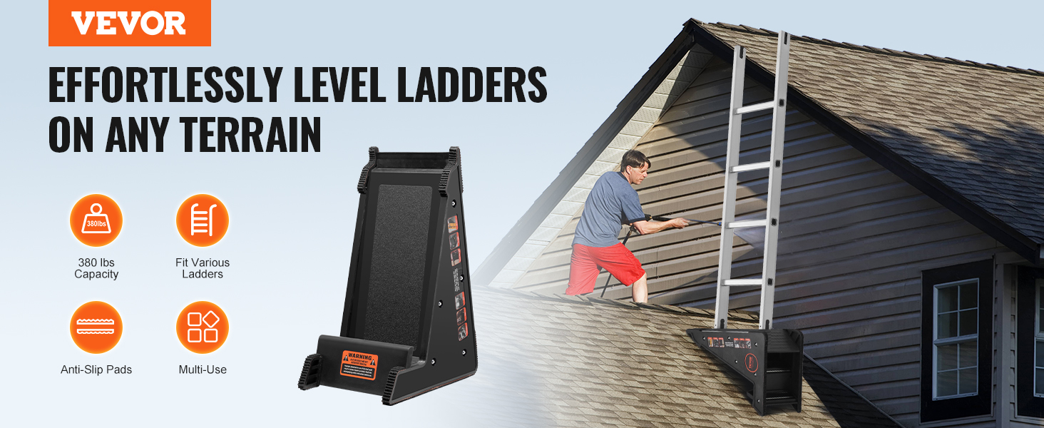 VEVOR Ladder Levler 380lbs Load PP Leveling Tool with Storage for ...