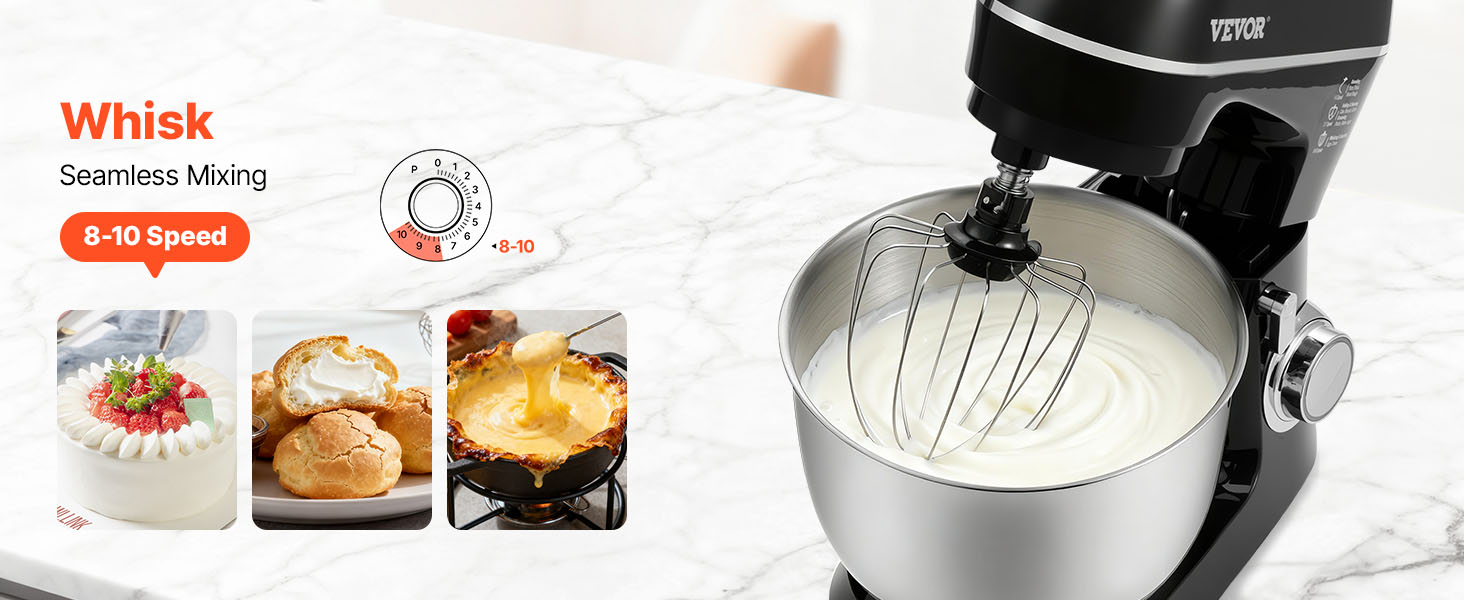 VEVOR Stand Mixer 5.1 Quart Electric Dough Mixer 380W 10 + P Speeds ...