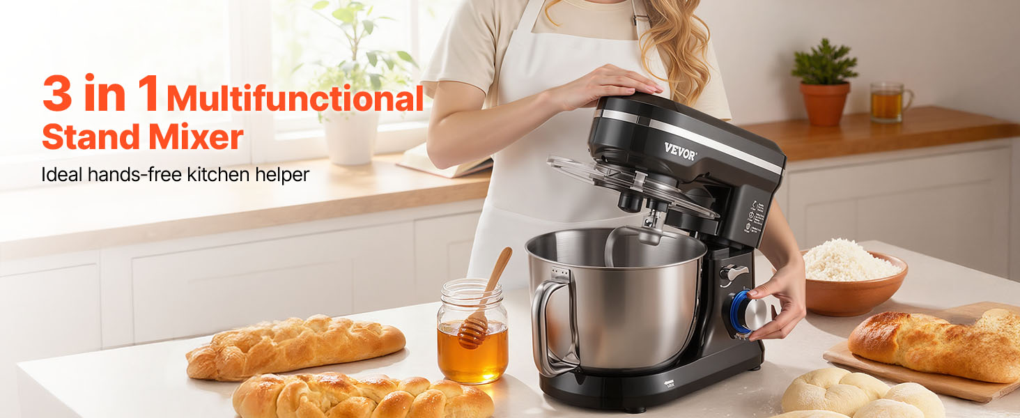 VEVOR Stand Mixer 5.1 Quart Electric Dough Mixer 380W 10 + P Speeds ...