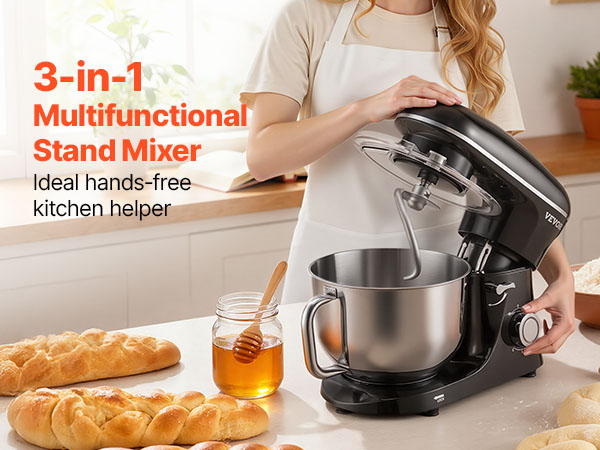 VEVOR Stand Mixer 6 Quart Electric Dough Mixer 660W 6 + P Speeds Food ...