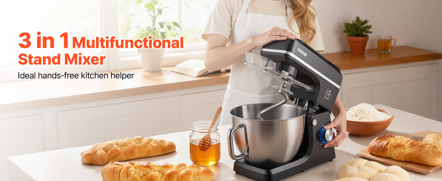 VEVOR Stand Mixer 8.3 QT Electric Dough Mixer 1400W 6 + P Speeds Food ...