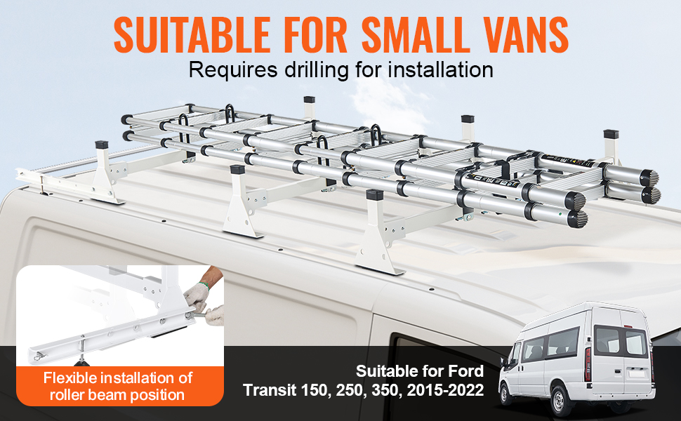 VEVOR Trailer Ladder Rack Van Roof Ladder Rack for Ford Transit Custom ...