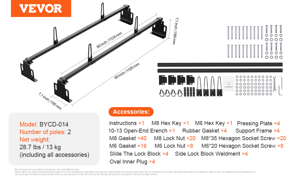 VEVOR Trailer Ladder Rack Van Roof Ladder Rack for Universal Truck ...