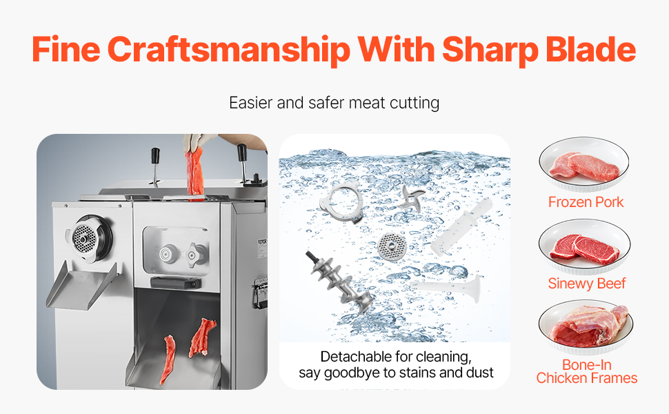 Commercial Electric Meat Grinder Slicer 14 Lbs/Min Sausage Stuffer ...