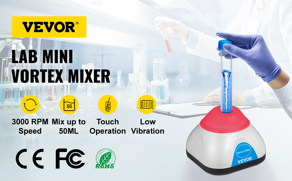 VEVOR Vortex Mixer, 3000 RPM Mini Vortex Mixer Shaker, Touch Function ...