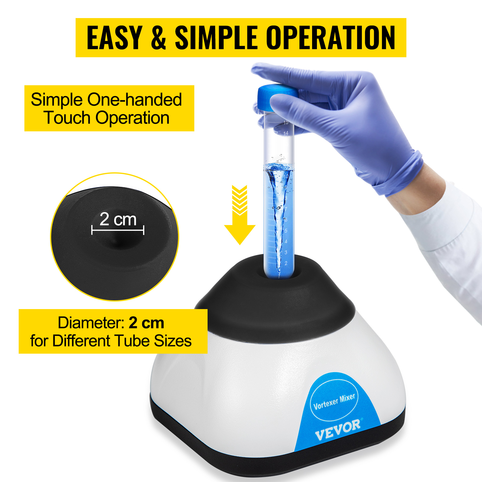 VEVOR Mini Agitateur Vortex 3000 tr/min Fixe 50 mL Mélangeur à Vortex ...