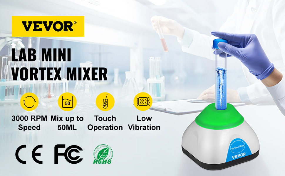 VEVOR Vortex Mixer, 3000RPM Mini Vortex Mixer Shaker, Touch Function ...