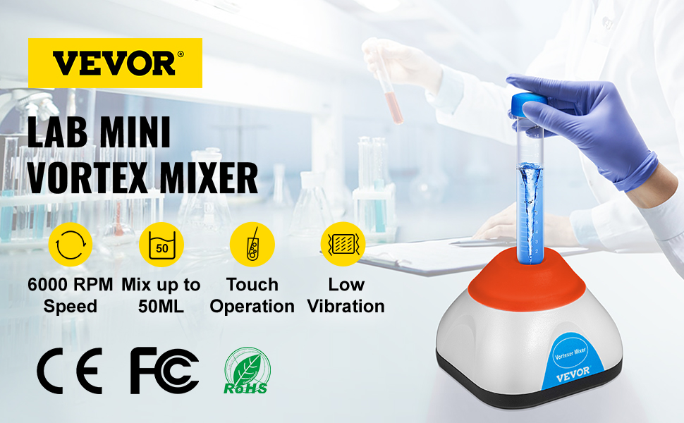 VEVOR Vortex Mixer 50 ML Mini Vortex Mixer Shaker 6000 RPM Lab Vortex ...