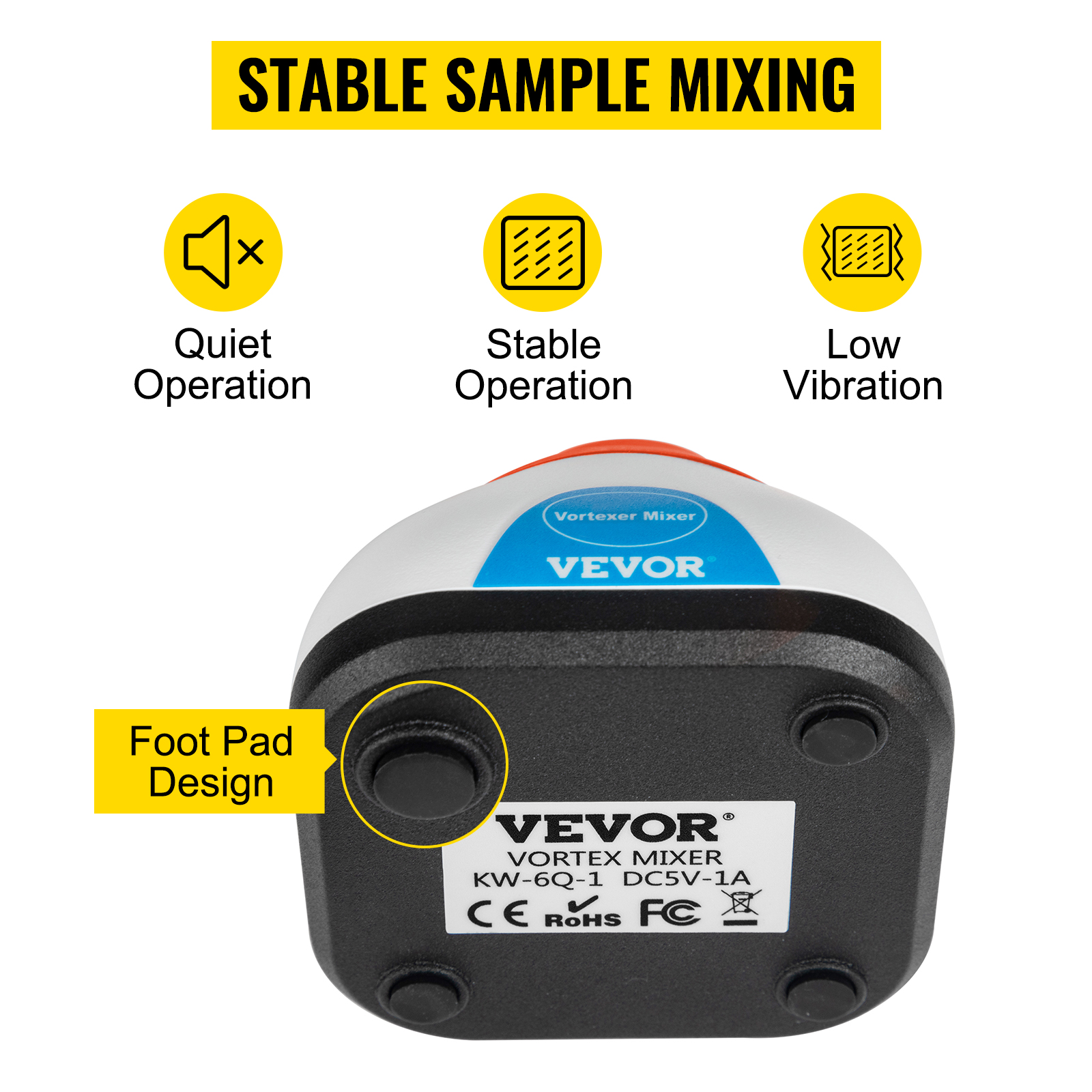 VEVOR Vortex Mixer, 6000RPM Mini Vortex Mixer Shaker, Touch Function ...