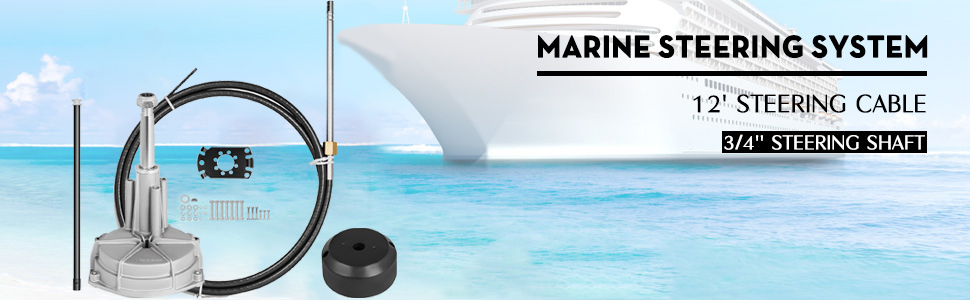 Outboard Boat Steering With 12’ Steering Cable Marine Steering System 3 ...