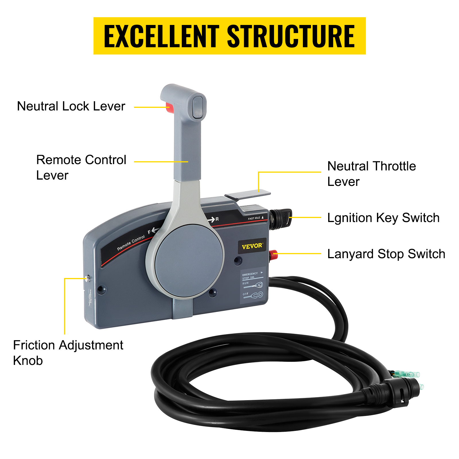 VEVOR Boat Throttle Control 703-48230-14 Boat Control Box 7 Pin ...