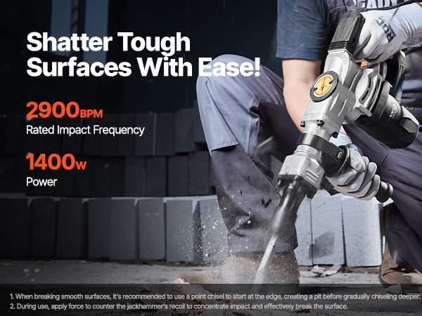 VEVOR Demolition Jack Hammer, 1400W Electric Jackhammer Heavy Duty ...