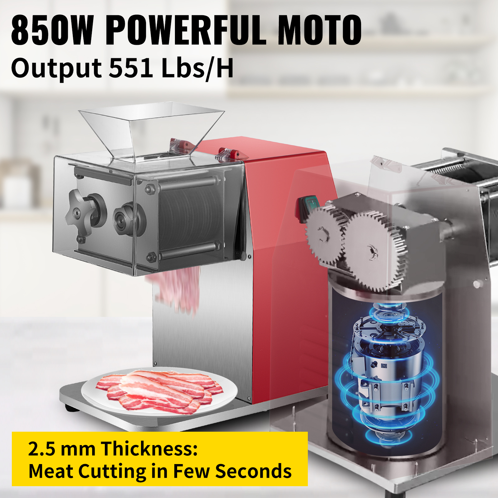VEVOR Commercial Meat Cutter Slicer Meat Shredding Machine 551 Lbs/H ...