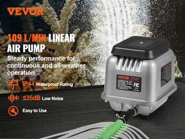 VEVOR Linear Air Pump, 109L/Min Air Flow Septic Aerator Pump, Aeration ...