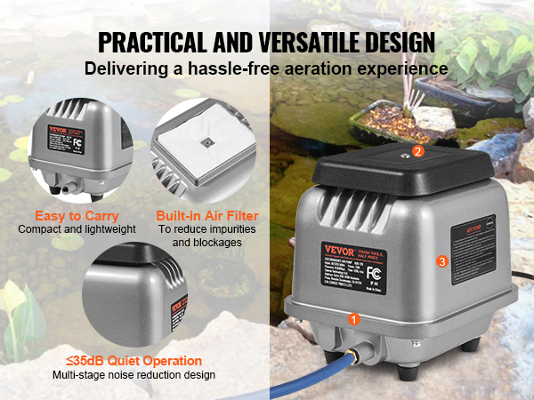 VEVOR Linear Air Pump, 109L/Min Air Flow Septic Aerator Pump, Aeration ...