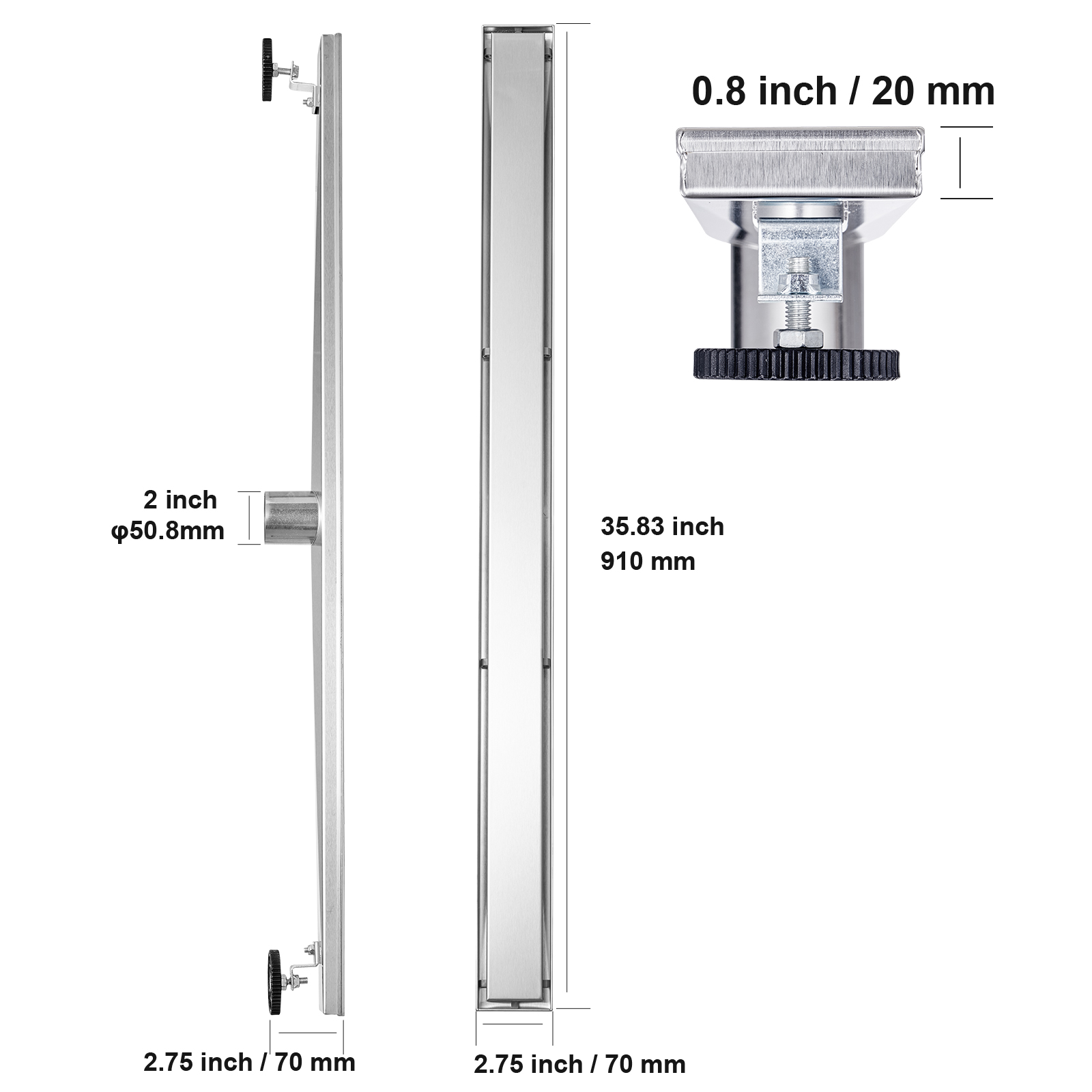 Mophorn 914mm Linear Shower Drain Offset with Tile Insert Cover,Brushed ...