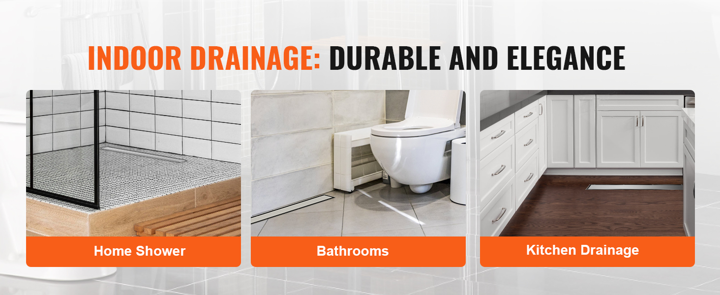 VEVOR 24Inch Linear Shower Drain Offset with Tile Insert Cover,Brushed ...