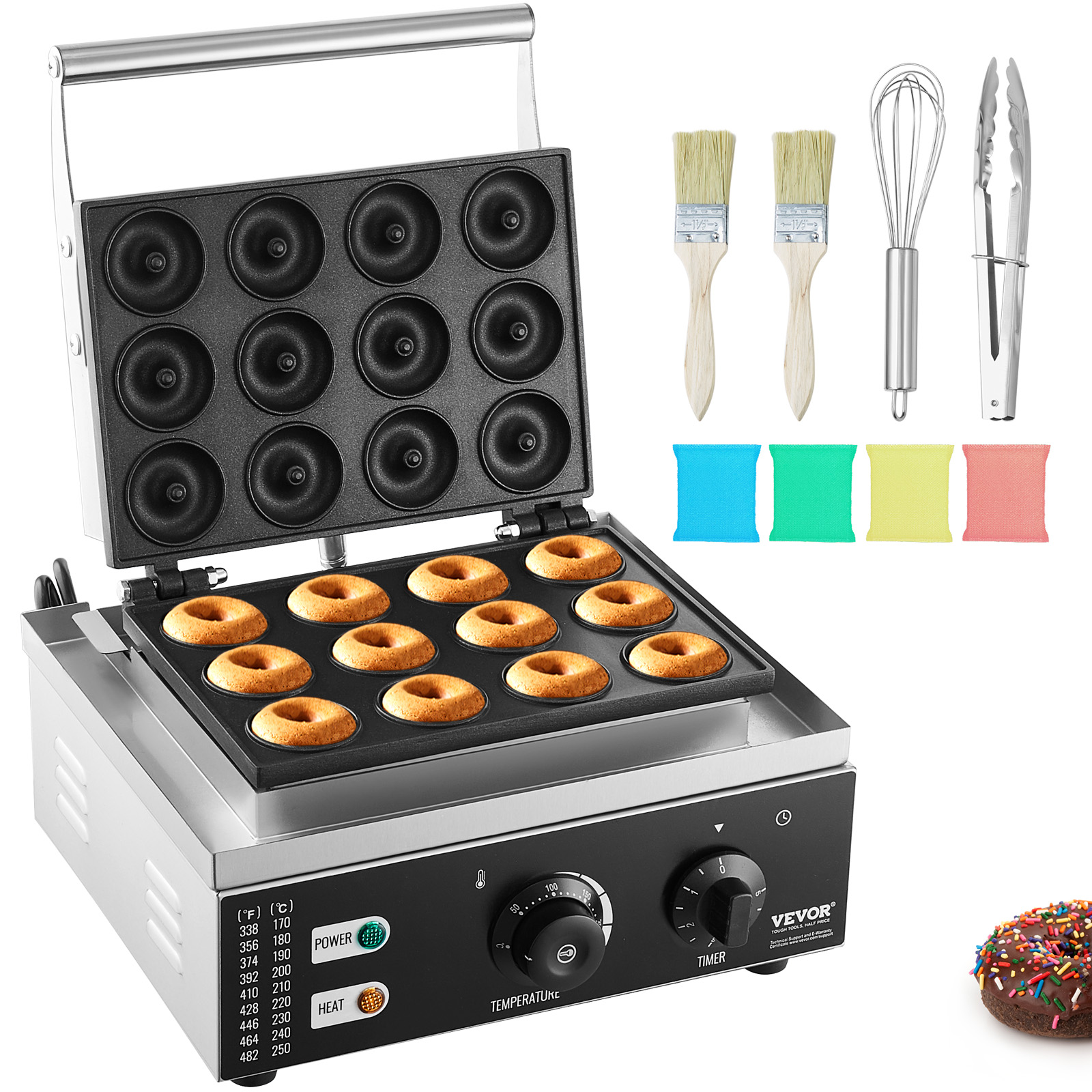 VEVOR 6/12/9pcs Electric Donut Maker Commercial Donut Making Machine ...