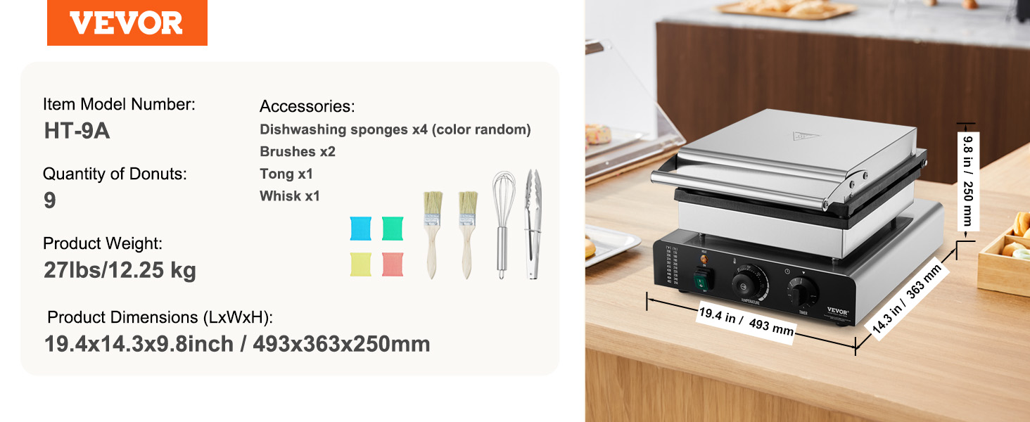 VEVOR Electric Donut Maker, 2000W Commercial Doughnut Machine with Non ...