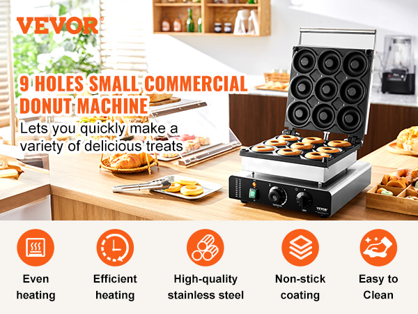 VEVOR Electric Donut Maker, 2000W Commercial Doughnut Machine with Non ...