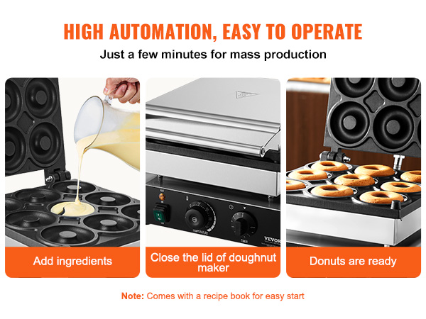 VEVOR Electric Donut Maker, 2000W Commercial Doughnut Machine with Non ...