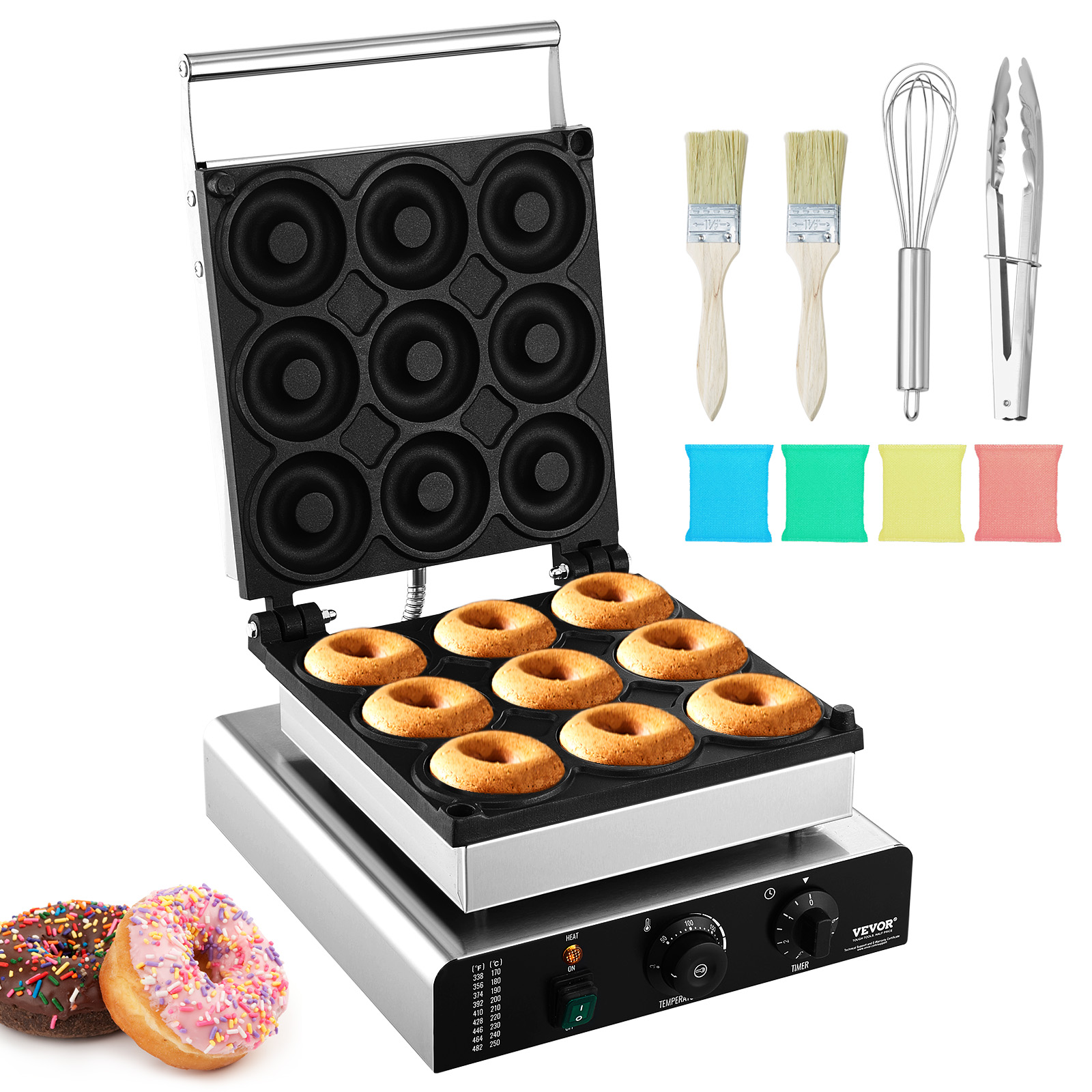 VEVOR 6/12/9pcs Electric Donut Maker Commercial Donut Making Machine ...