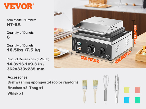 VEVOR Electric Donut Maker, 1550W Commercial Doughnut Machine with Non ...