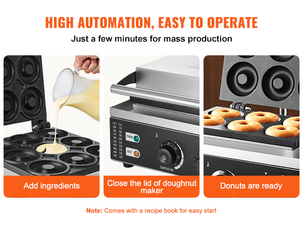 VEVOR Electric Donut Maker, 1550W Commercial Doughnut Machine with Non ...