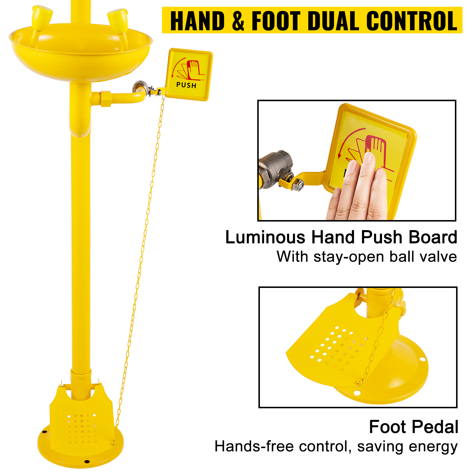 VEVOR VEVOR Emergency Eyewash Safety Combination Emergency Shower ...