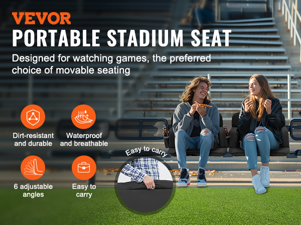 VEVOR Stadium Seat with Back Support, Wide Bleacher Seat Backs, Folding ...