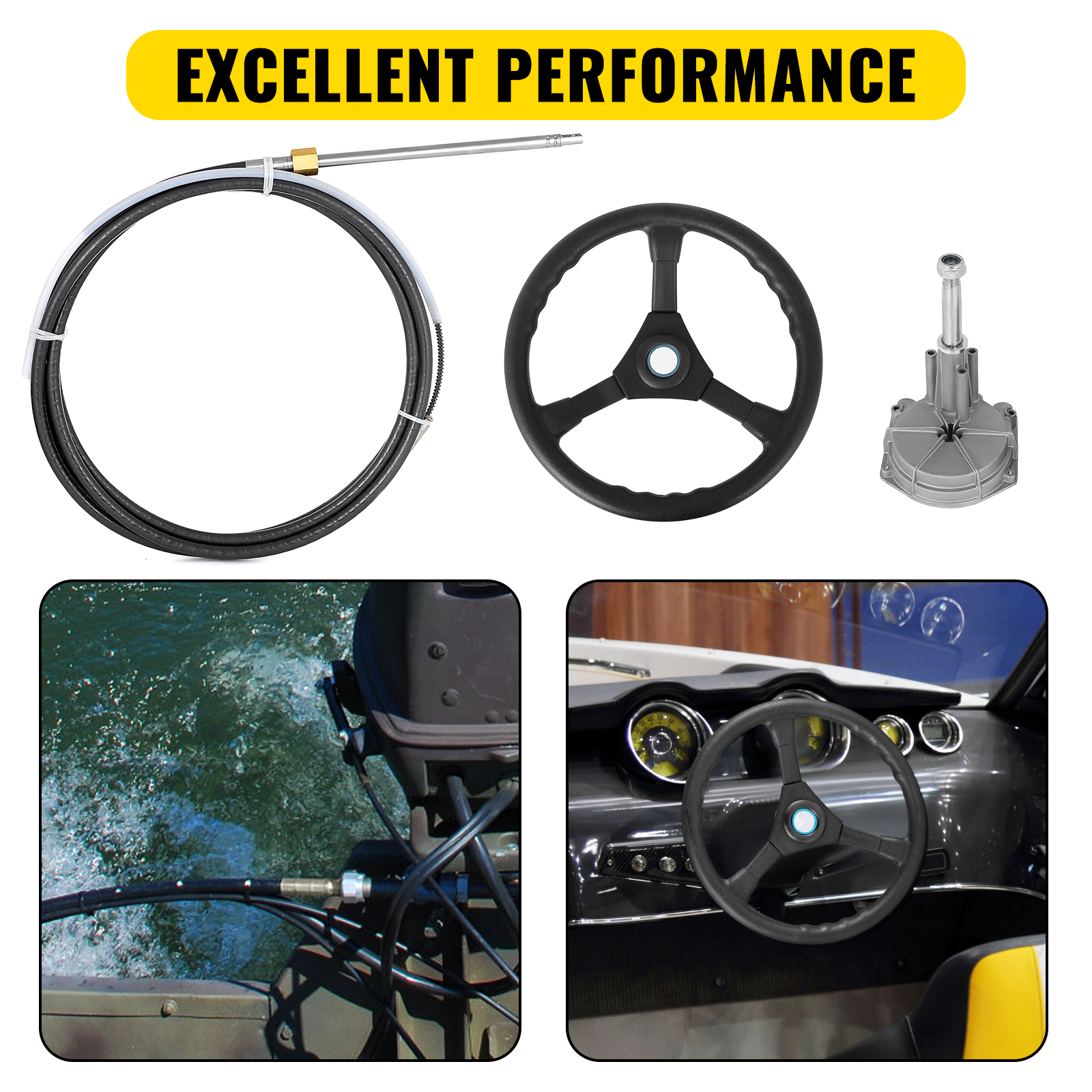 VEVOR SS13712 12" Quick Connect Rotary Steering Package with 13" Wheel ...